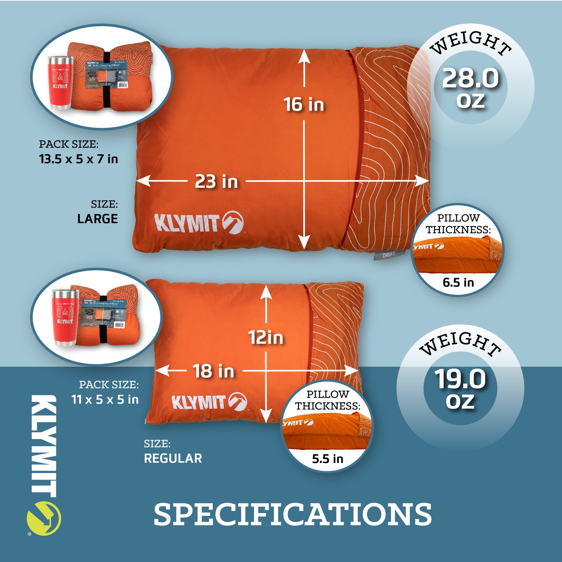 Klymit | Drift Camp Pillow | Memory Foam